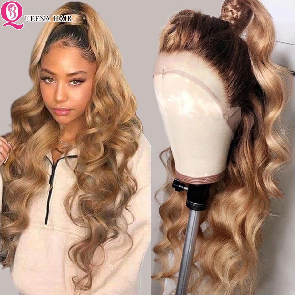 Body Wave Lace Front Wig Brazilian Ombre Colored Human Hair Wigs For ...