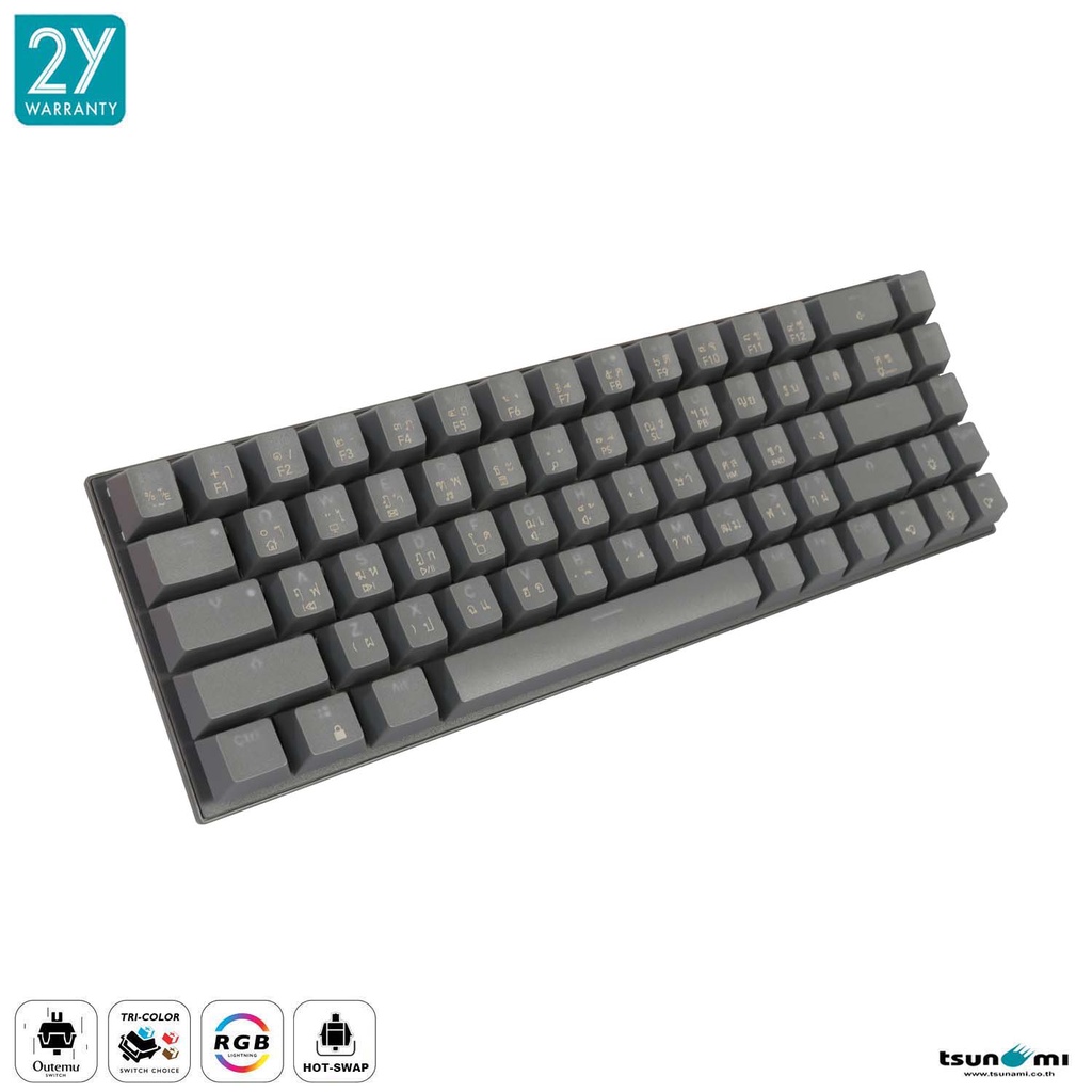 คีย์บอร์ดเกมมิ่ง Tsunami Outemu MK-68 Pro Hotswappable Type-C Macro ...