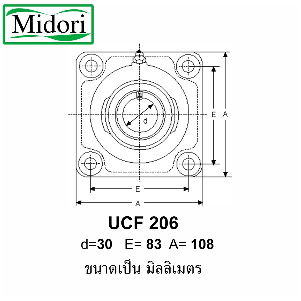 UCF206 ตลับลูกปืนตุ๊กตา BEARING UNITS ( เพลา 30 มิล ) UCF 206 - 14ydpcdt65 - ThaiPick
