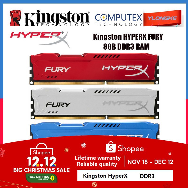 ร้อน】พร้อมสต็อก Kingston HyperX FURY 4GB 8GB 16GB DDR3 1333MHz 1600Mhz 1866Mhz 1.35V / 1.5V ...