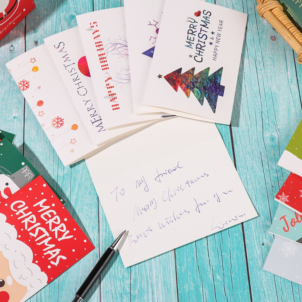 24 Pcs/lot Christmas Greeting Card Kids Christmas Blessing Greeting ...