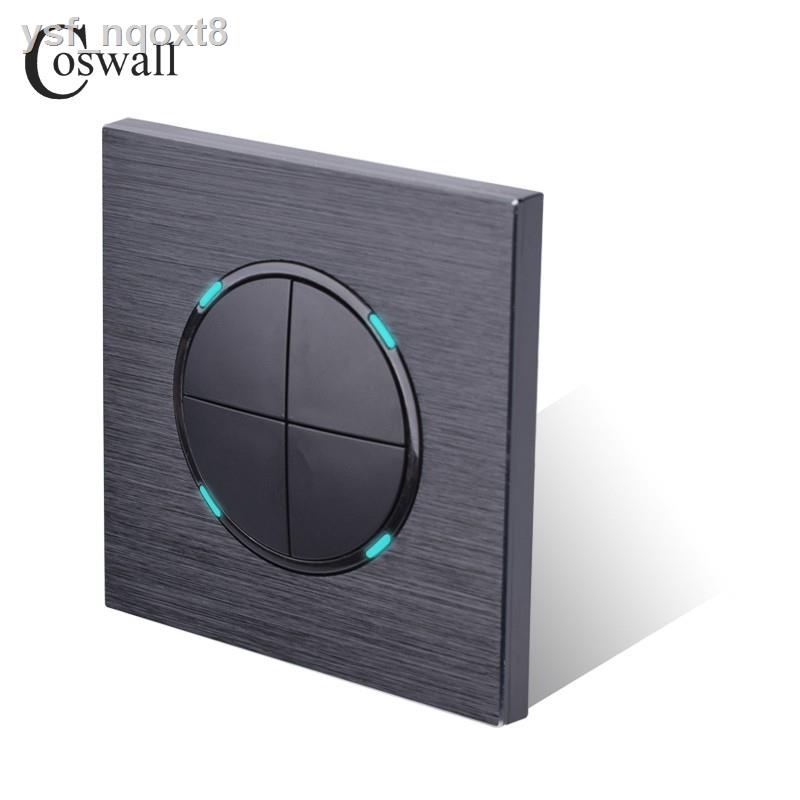 Coswall 4 Gang 2 Way Random Click Push Button Wall Light Switch LED ...