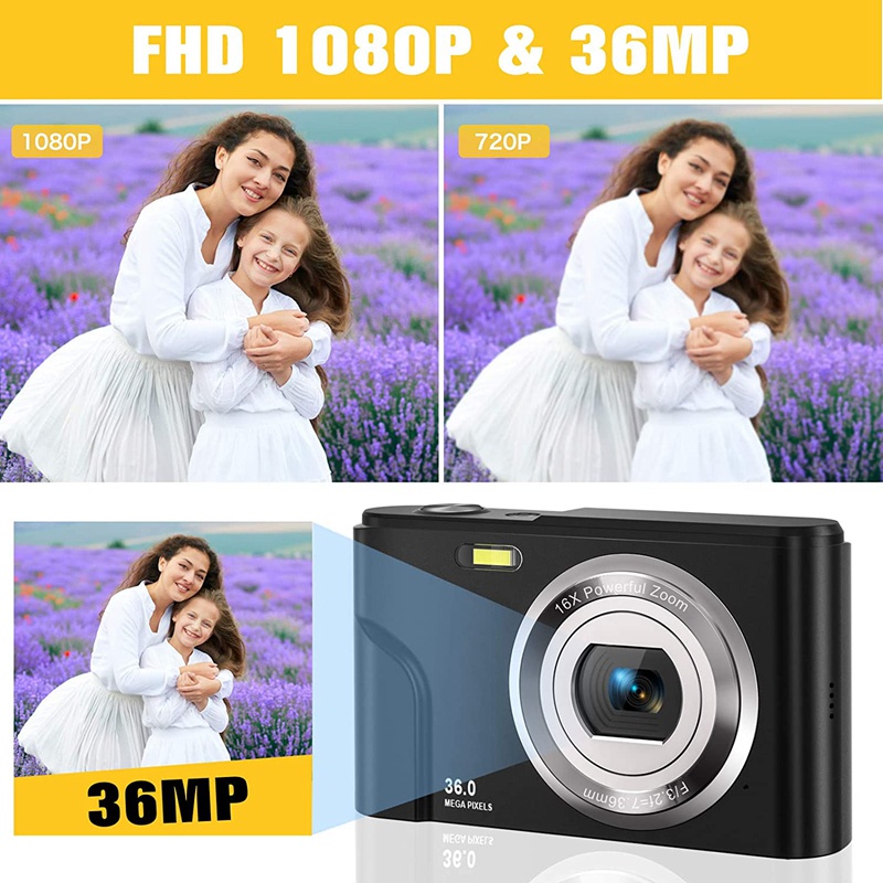 1080P 36.0 Mega Pixels Camera Mini Cameras for Students Teens-Black ...