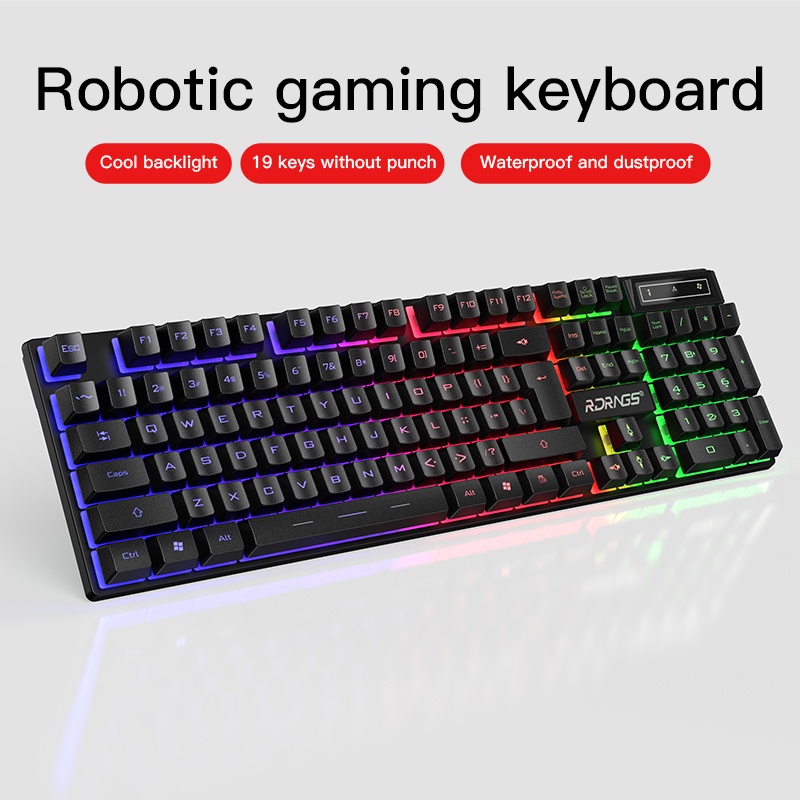 ๑K803 Gaming Keyboard 104 Key Rainbow Backlight USB Wired Mechanical ...