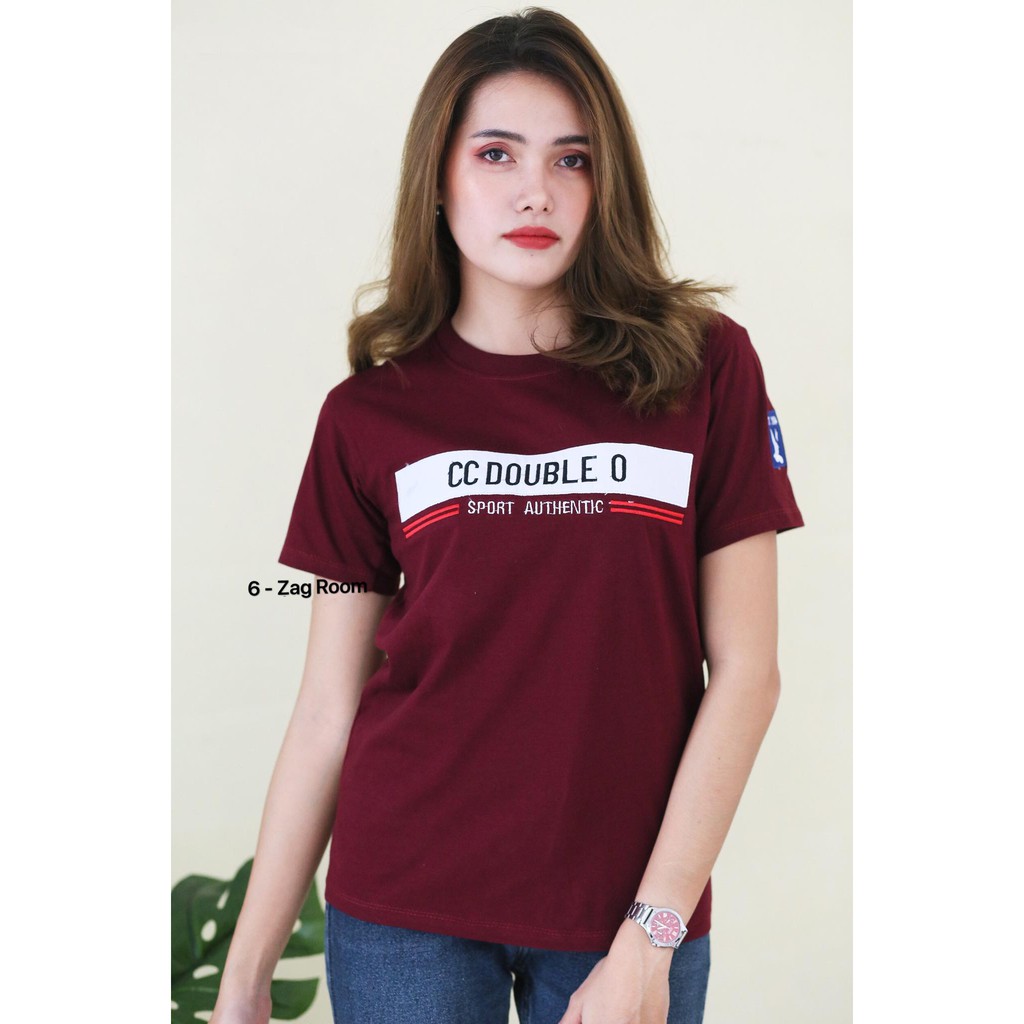 เสื้อยืดแขนสั้นงานปัก-งานป้าย CCOO คาดอก Cotton 100. (SMLXL) No.18 - zig_zagroom - ThaiPick