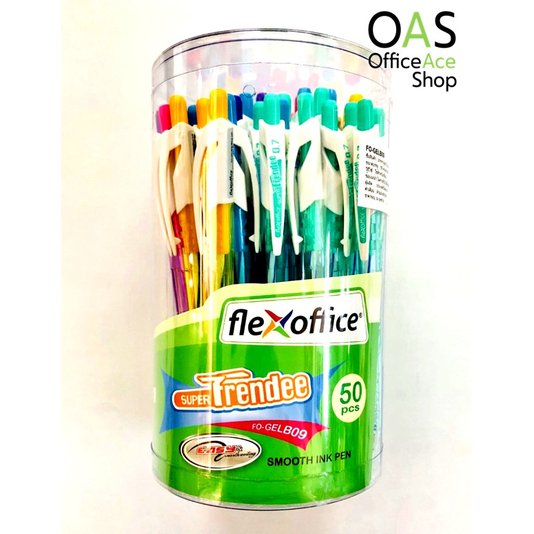 FLEXOFFICE Super Trendee Gel Pen ปากกาเจล เฟลกซ์ออฟฟิศ 0.7 กระป๋องละ 50 ...