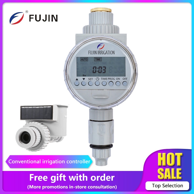 FUJIN Solar Power LCD Screen Saving Water Timer Garden Irrigation ...