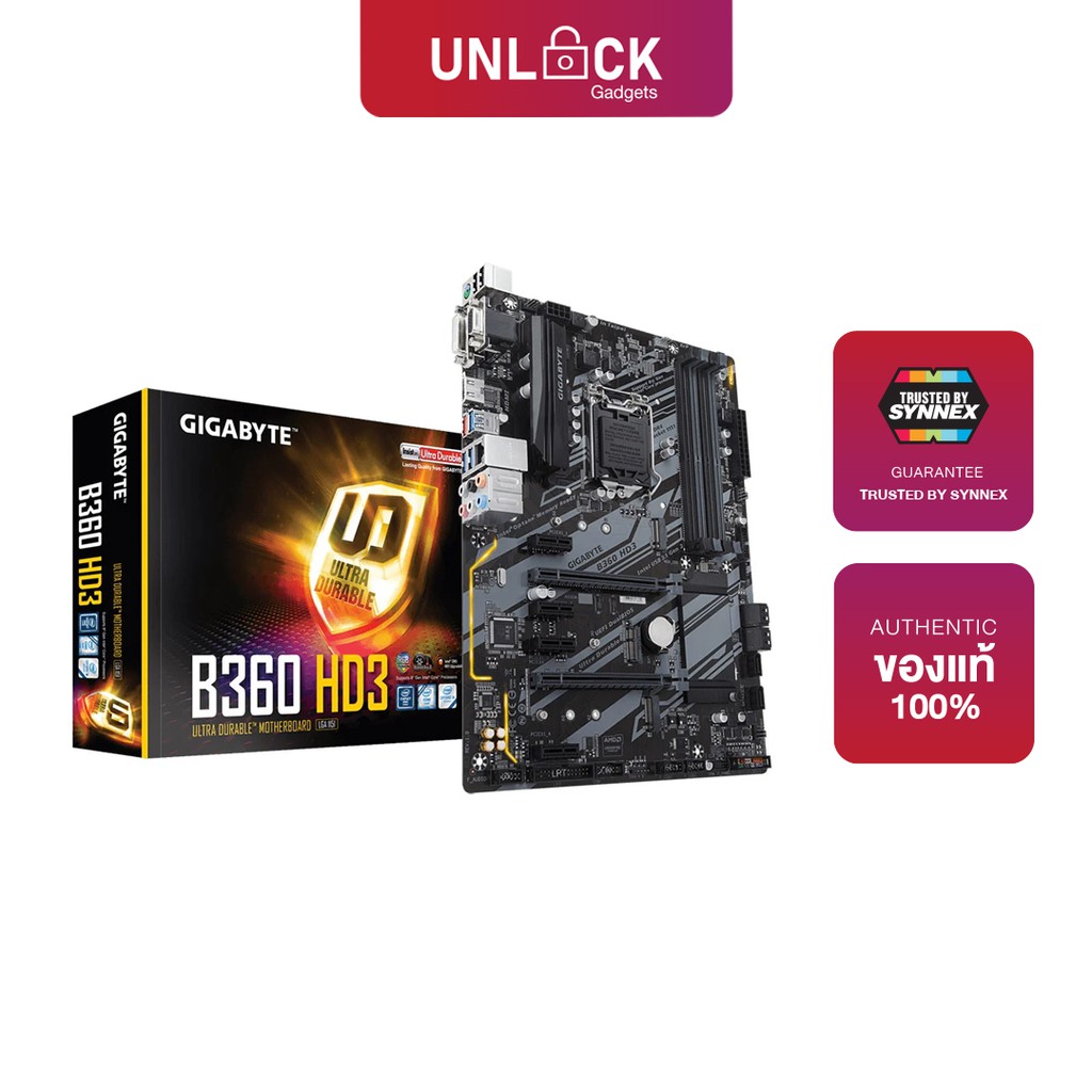 GIGABYTE B360 HD3 MAINBOARD (เมนบอร์ด) 1151 (GA_B360_HD3) | Shopee Thailand