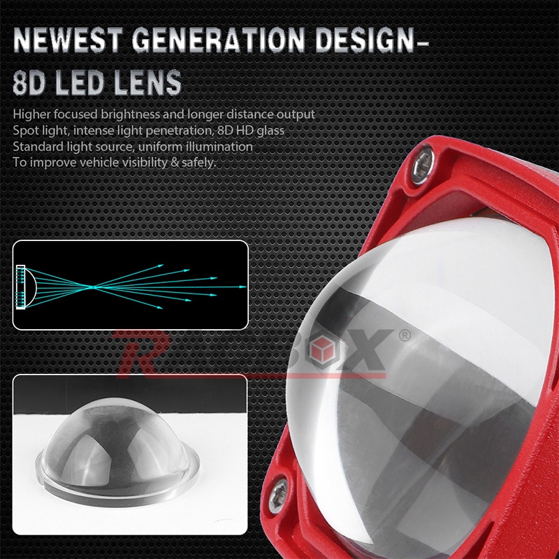 2 Inch 8D Lens Led Work Light 6000K White 3500K Yellow Driving Light ...