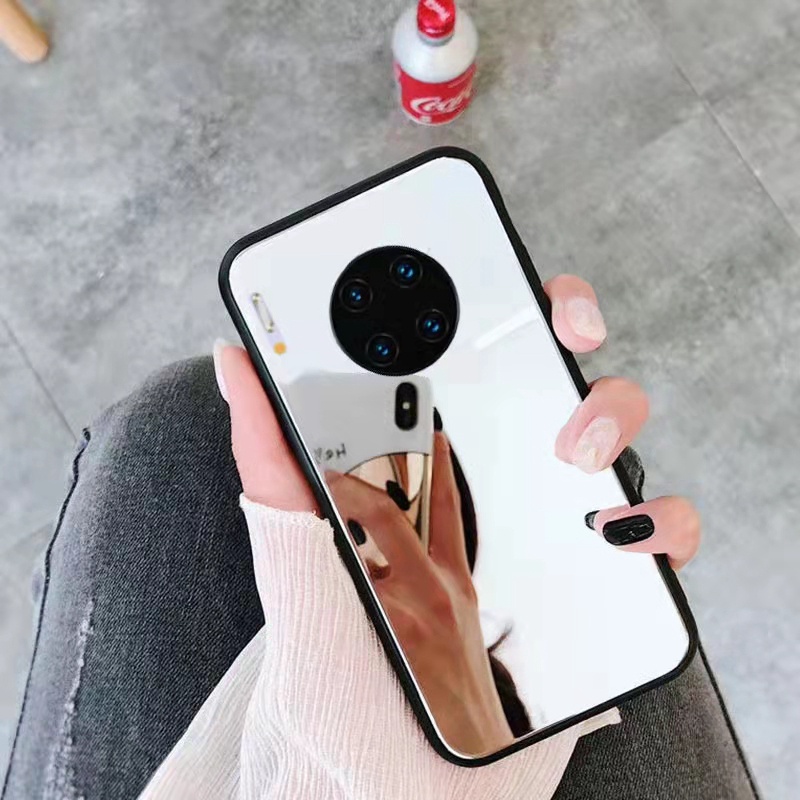 เคสโทรศัพท์มือถือ TPU ป้องกัน หรูหรา มีกระจกแต่งหน้า สีดํา สําหรับ HUAWEI Mate30 40 Pro P30 P40 ...