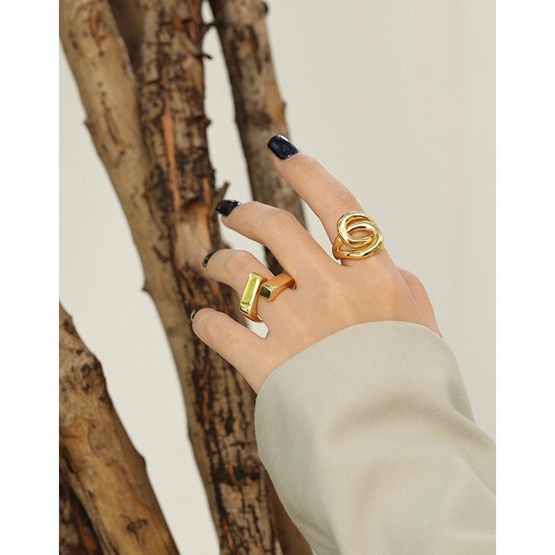 SHANICE S925 Sterling Silver Open Ring Ins niche design sense intertwined and winding texture ...