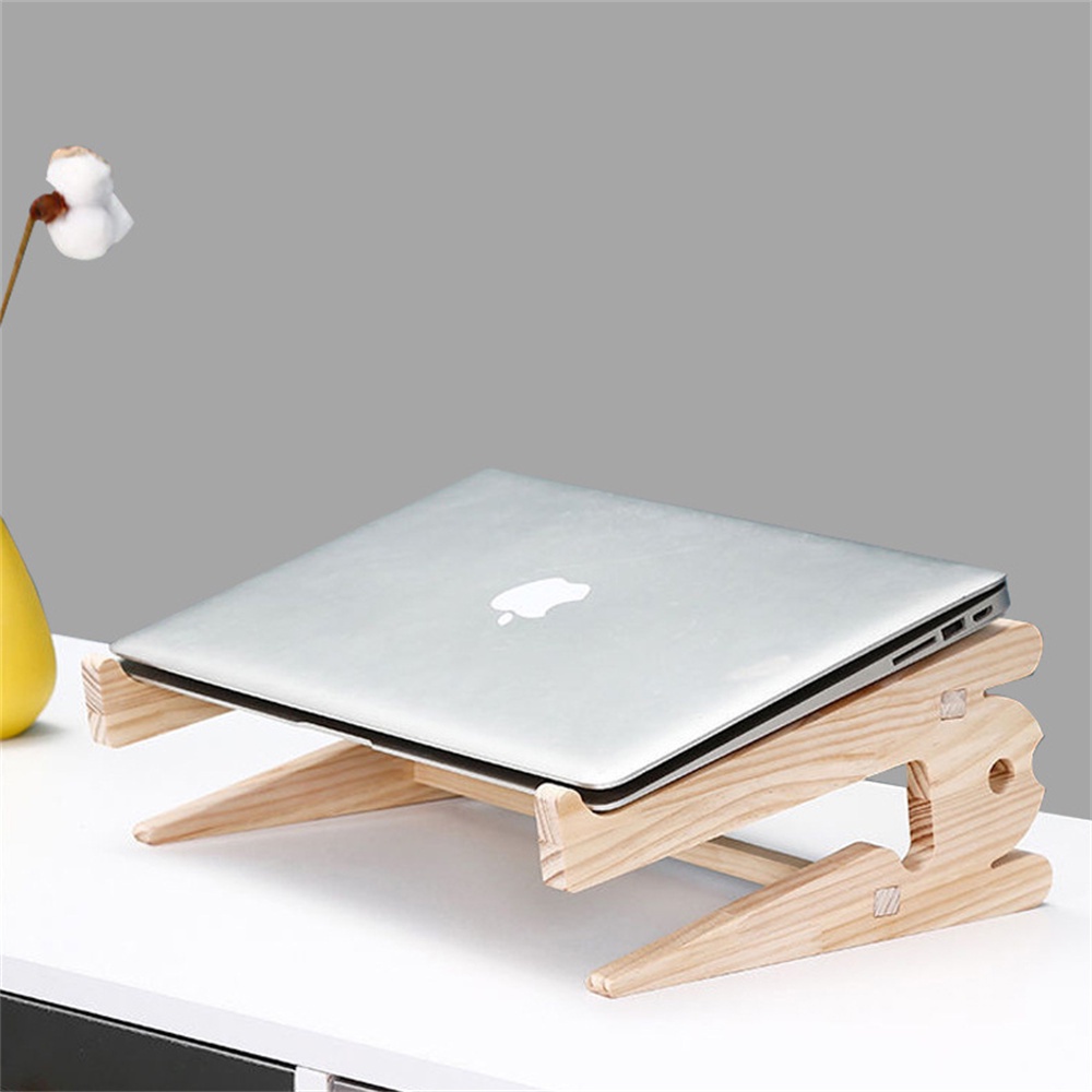 10-15 inch Wooden Laptop Stand Desktop Computer Stand With Cooling Base ...