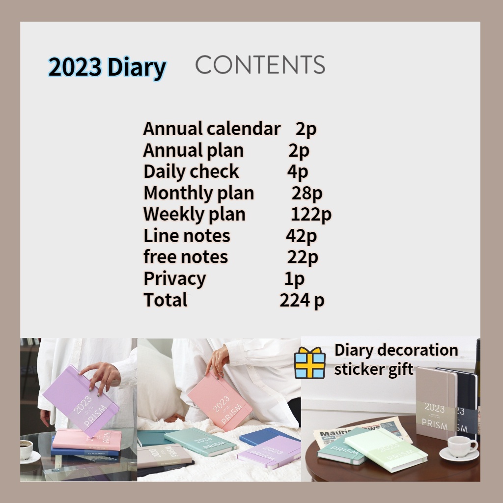 Indigo 2023 Diary2023 DiaryKorean Diary2023 Indigo Prism Weekly A5 DiaryDiary decoration sticker ...
