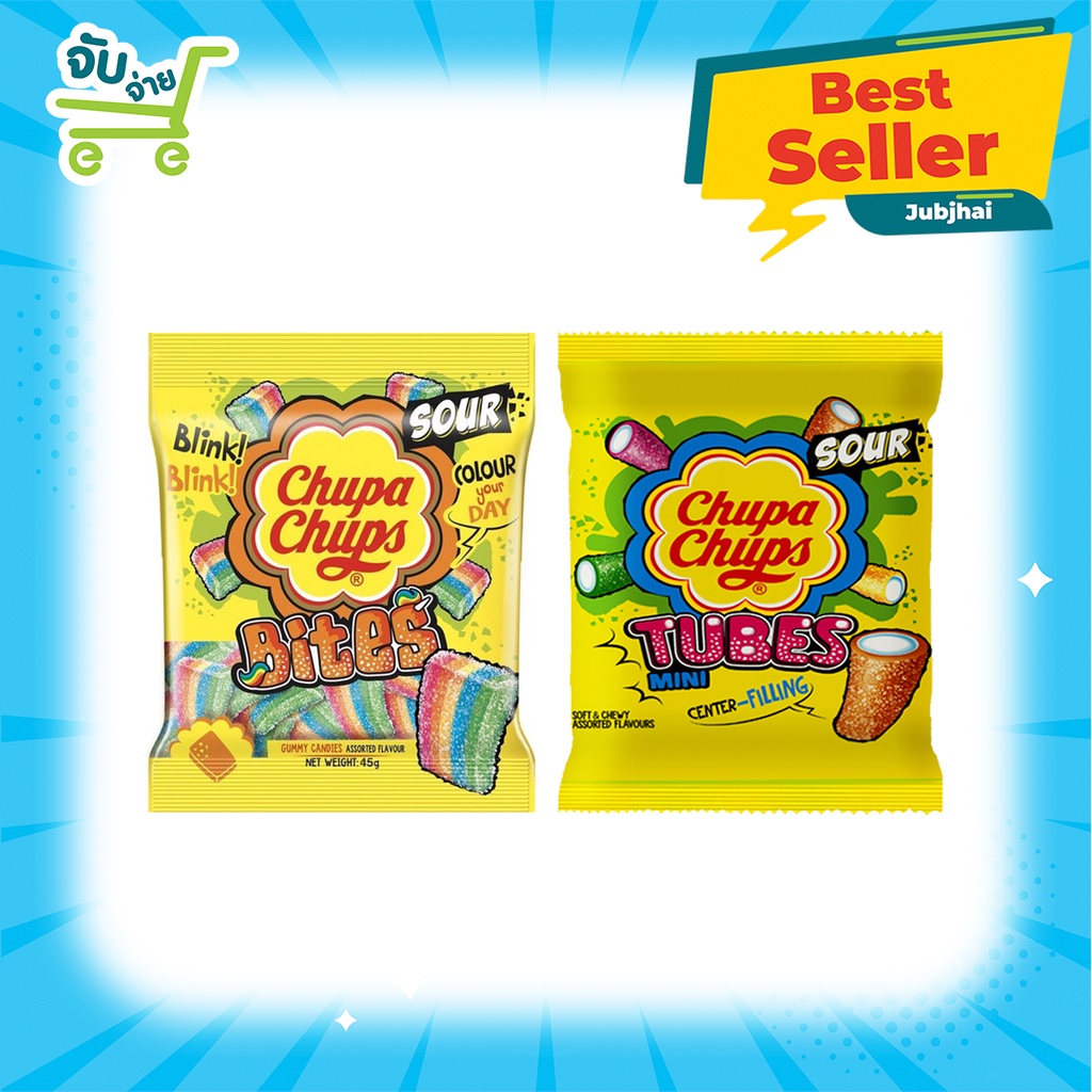 Chupa Chups Bites Tubes Sour จูปา จุ๊ปส์ เยลลี่ ผลไม้รวม รสเปรี้ยว ...
