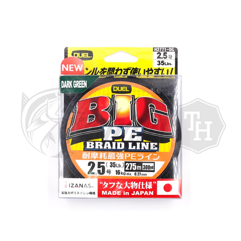 สาย PE DUEL BIG PE BRAID LINE PE2.5(35LB)ม้วน 300 หลา สีเขียวเข้ม ...