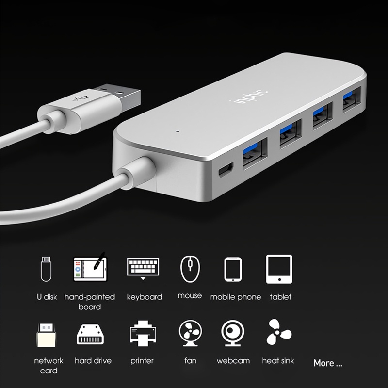 Inphic USB3.0 HUB 4 USB Splitter High-Speed mirco B dock expansion การ ...