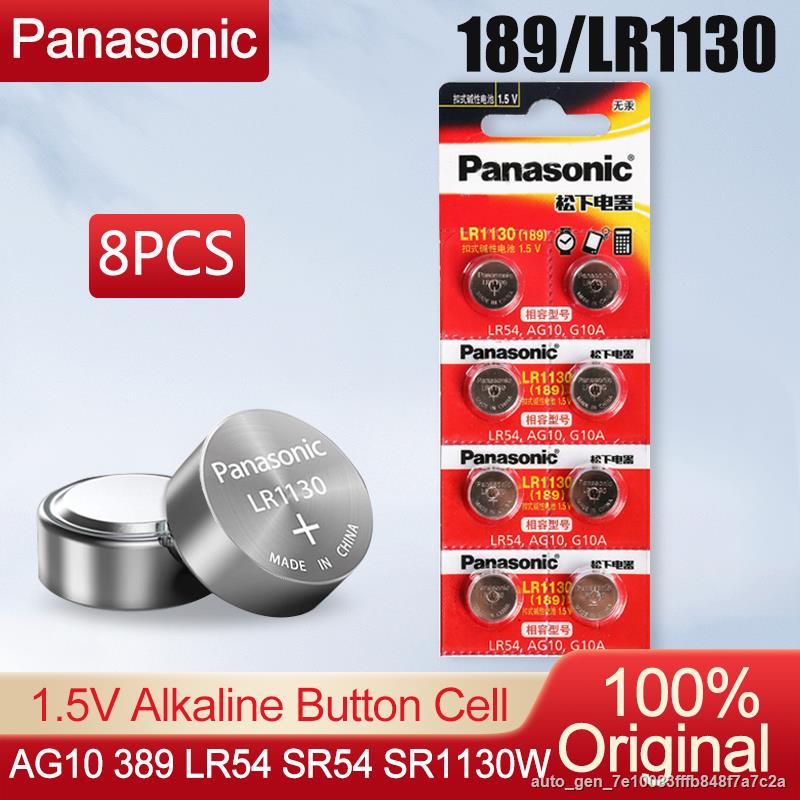 8pcs Panasonic 189 Lr1130 Ag10 Sr1130 389 V10ga Lr54 Sr54 1.5v Alkaline ...