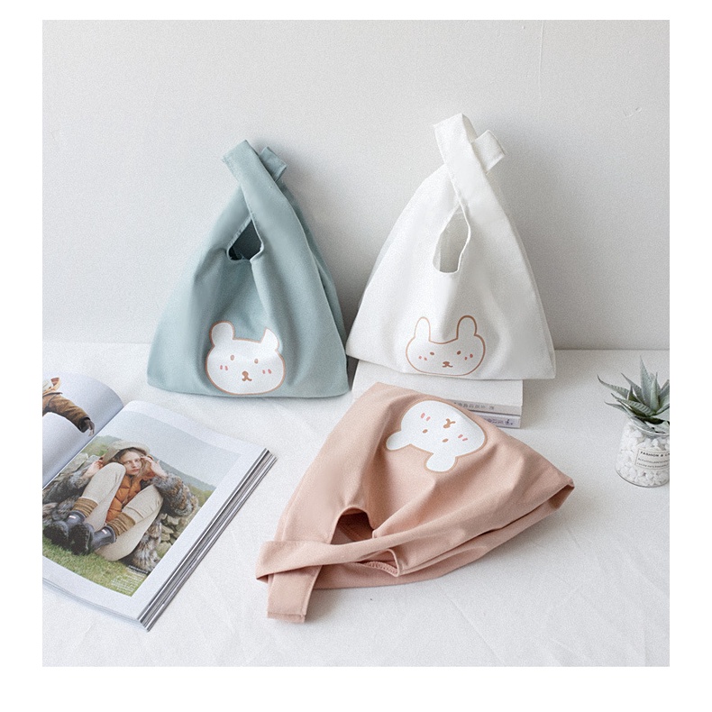 กระเป๋าผ้าใบ ใส่กล่องอาหารกลางวัน ลายหมีน่ารัก สไตล์ญี่ปุ่น สําหรับ ...