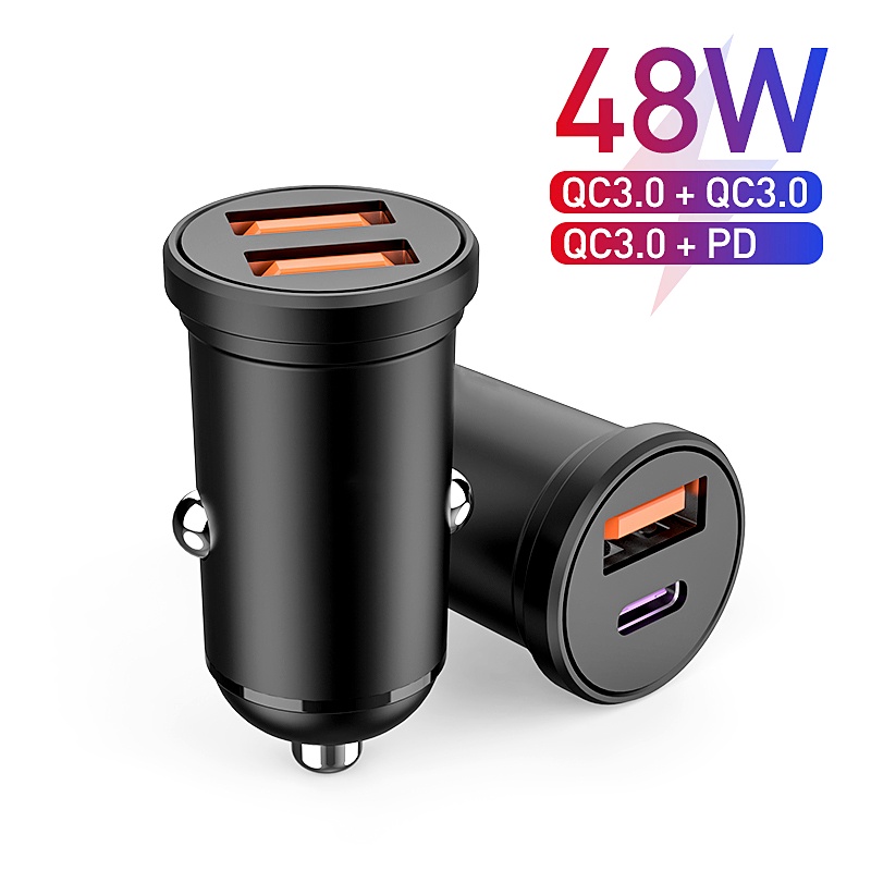 ♨Mini USB Car Charger Quick Charge 4.0 PD 3.0 48W Fast Charging Charger ...