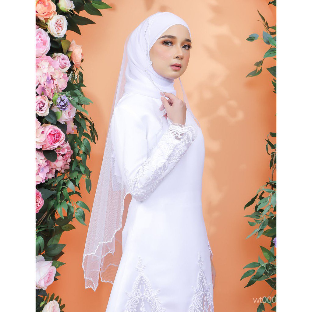 VEIL EMBROIDERY NET A06 (WHITE/OFF WHITE) / VEIL PENGANTIN/ VEIL TUNANG ...