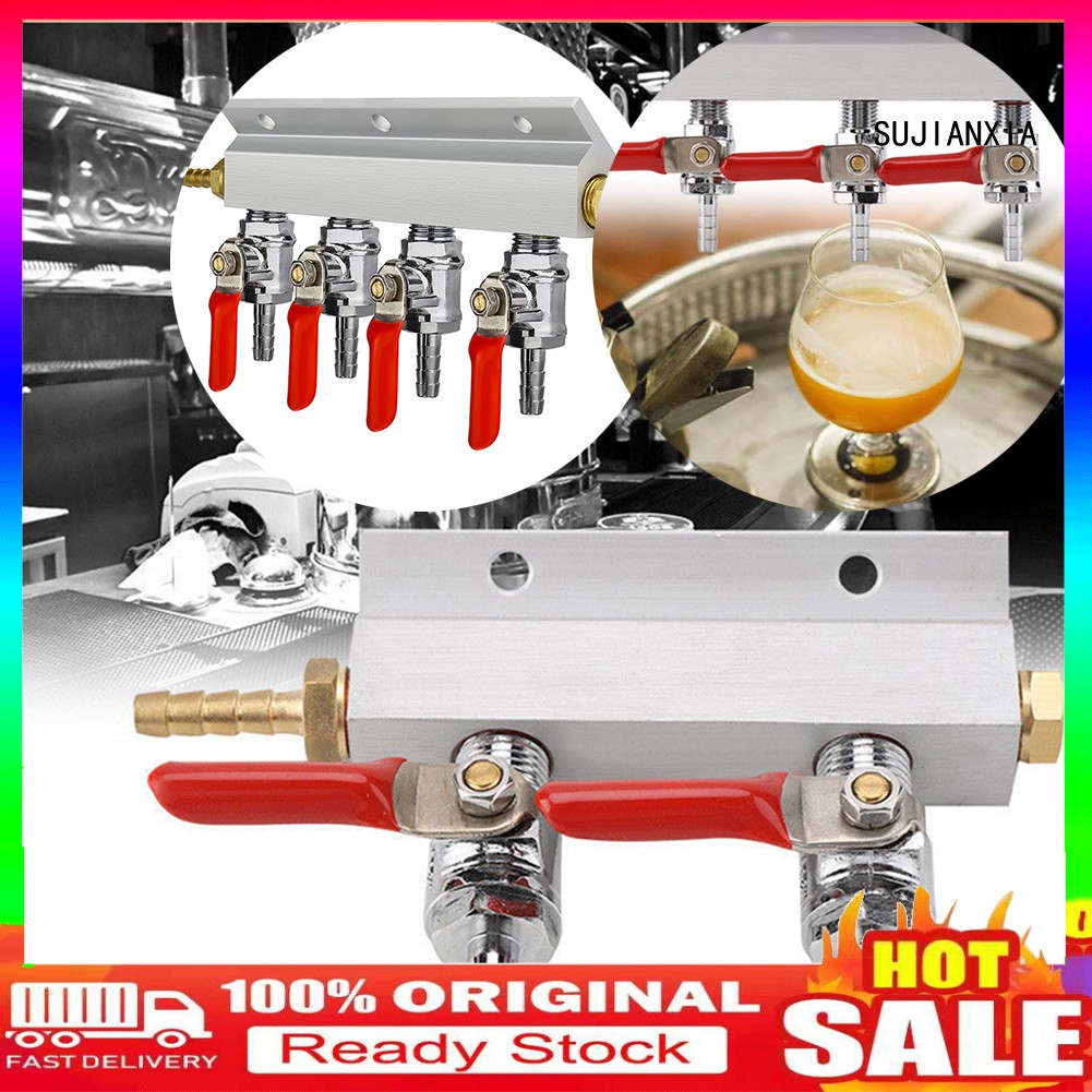 3 Way Co2 Gas Distribution Block Manifold With 7Mm Hose Barbs Home ...