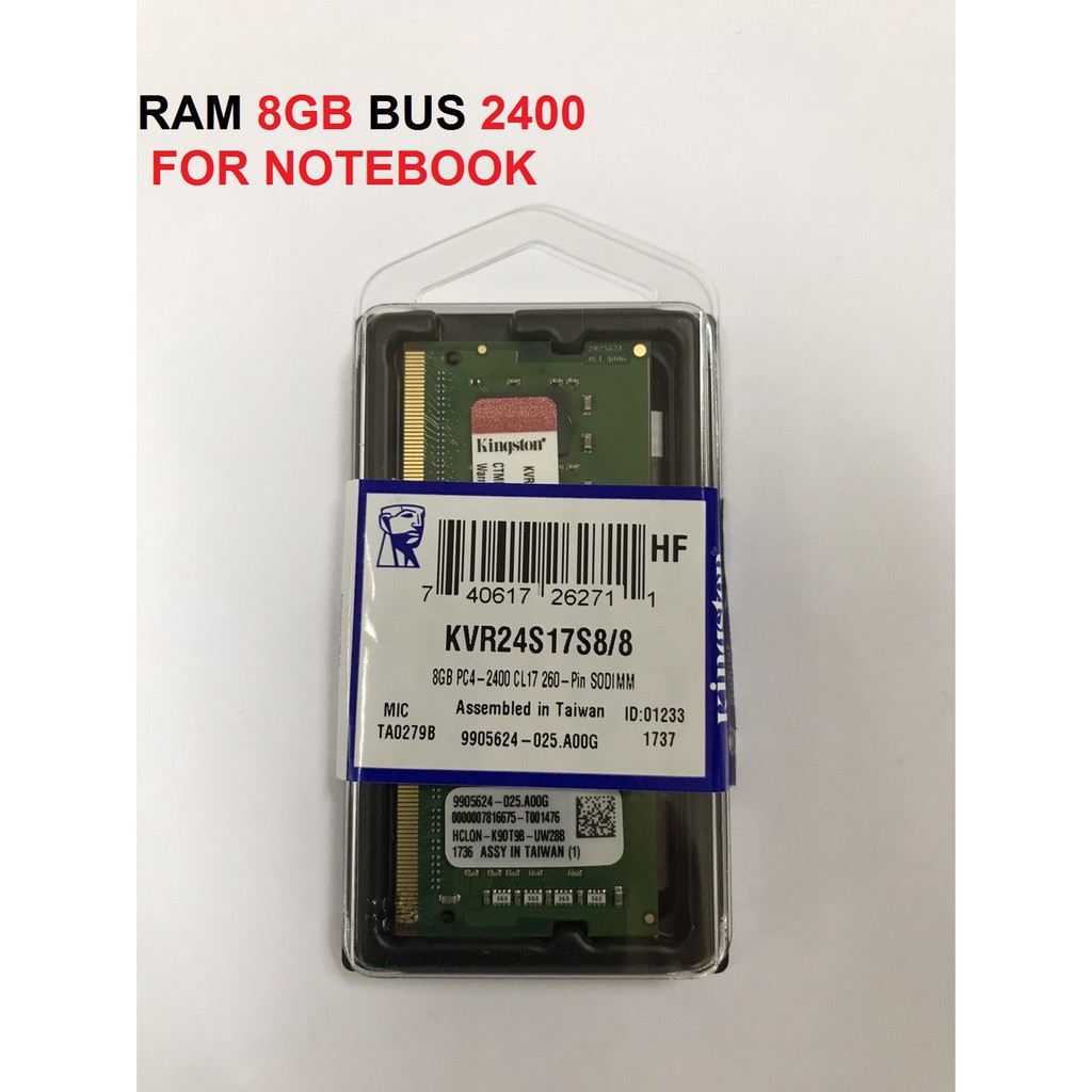 Ram Kingston สำหรับ Notebook Bus 2400 NB DDR4 8GB ( KVR24S17S8/8 ...