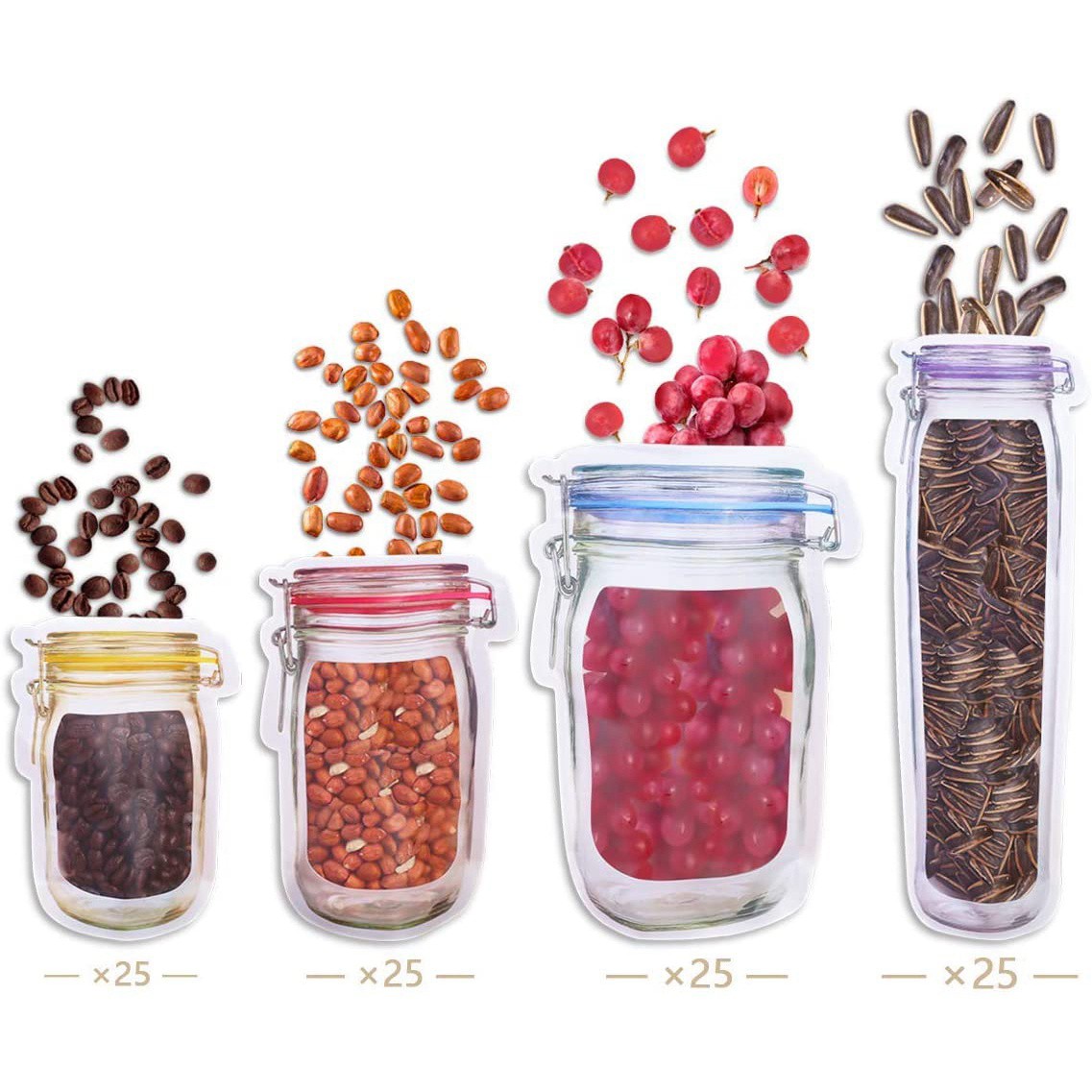 Mason Jar Lock ถุงขนมขบเคี้ยวสําหรับตั้งแคมป์และเด็ก - Puket Stores