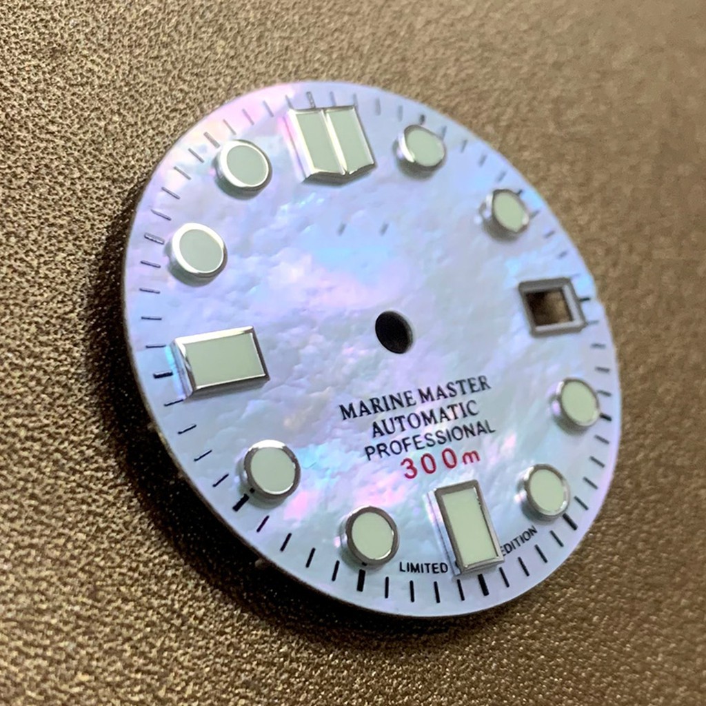 28.5MM White Shell Surface Watch Dial Replacement Green Luminous Watch ...