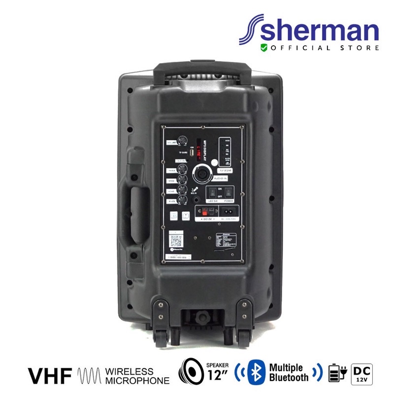 Sherman speaker APS-110 ลำโพงบลูทูธล้อลาก ขนาด 12 นิ้ว ลำโพงพร้อมไมค์ลอย (Bluetooth) Portable ...