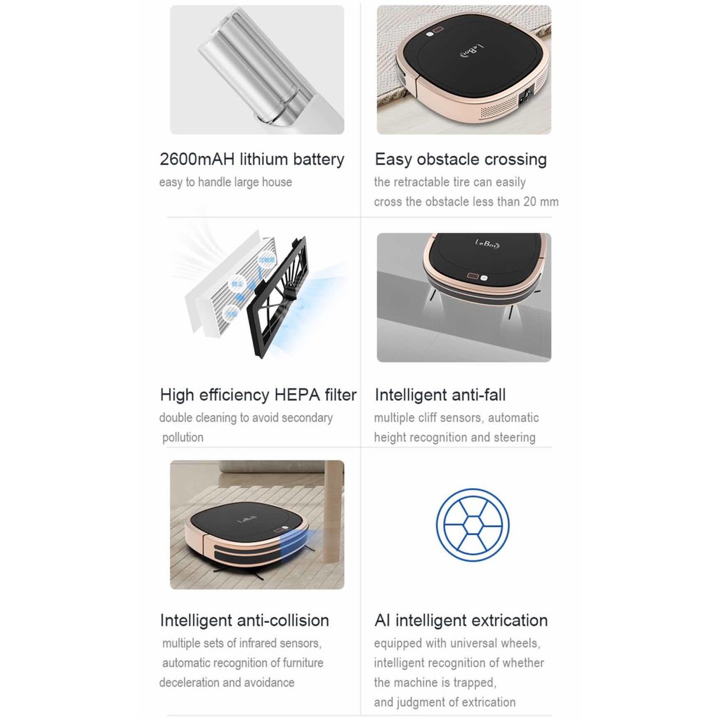 หุ่นยนต์ดูดฝุ่น แรงดูดสูง Lebot Sweep Robot Smart Cleaning Robot Vacuum ...