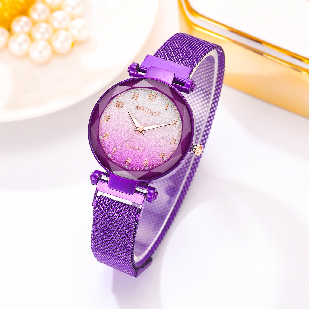 Hot Sale Women Magnet Buckle Gradient Color Watches Luxury Ladies ...