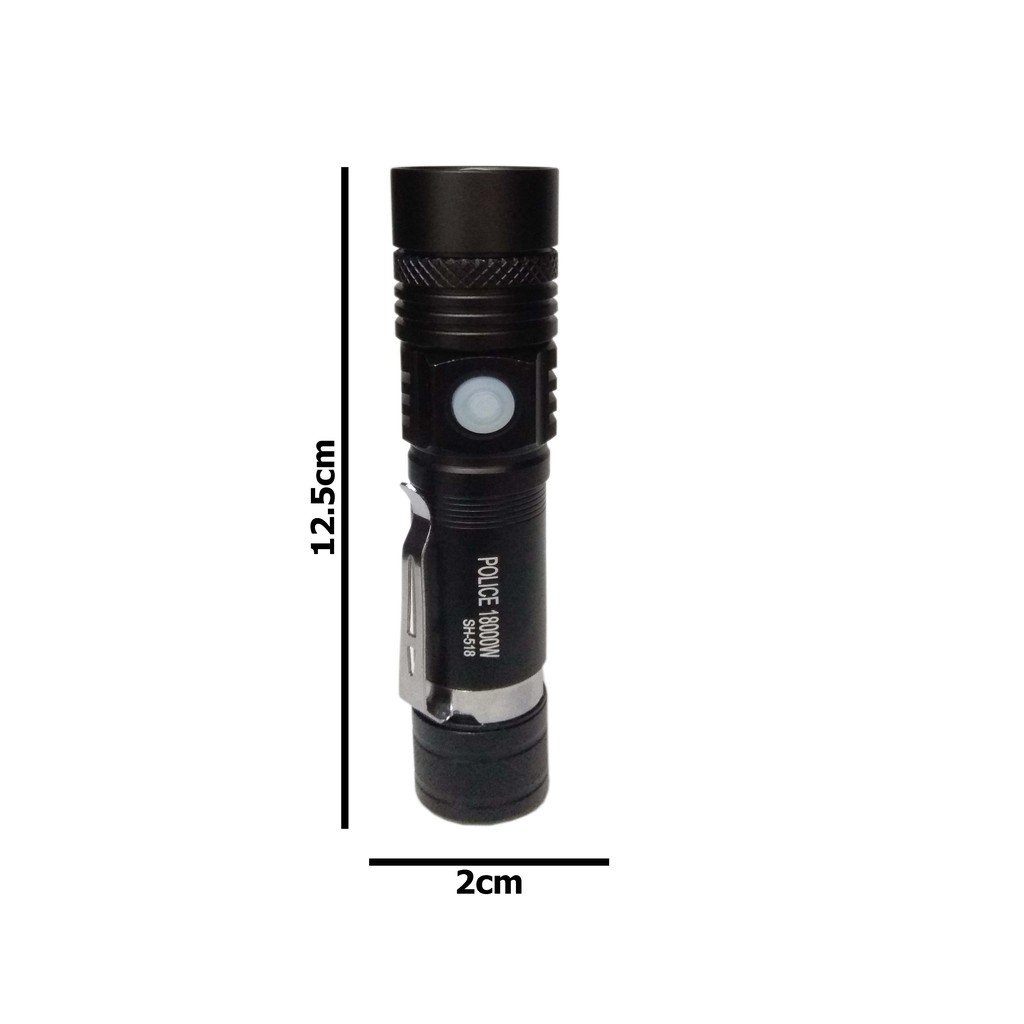 Super Bright LED Rechargeable Mechanical 200M Flashlight / Lampu Suluh ...