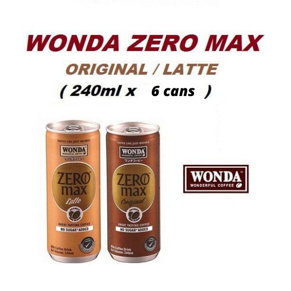 WONDA ZERO MAX กาแฟไม่ใส่น้ำตาล (240ml x 6 กระป๋อง) | Shopee Thailand
