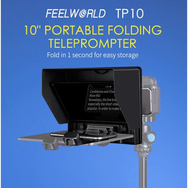 จัดส่งด่วน 4 ชั่วโมง FEELWORLD TP10 TELEPROMPTER แบบพกพา ขนาด 10 นิ้ว พร้อมรีโมทคอนโทรลเลนส์อะแด ...