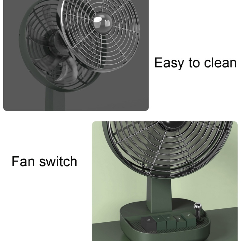HSV Rechargeable 4000mAh 8-inch 4 Speed Table Fan Shaking Head Desk ...