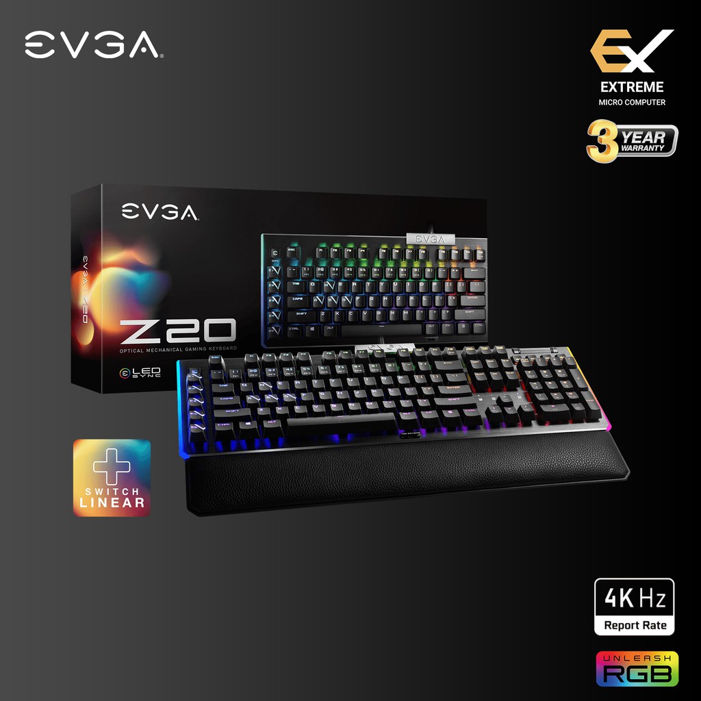 คีย์บอร์ด (Keyboard) EVGA Z20, 4K Hz Report Rate, RGB Backlit LED ...