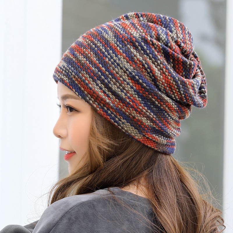 CAMOLAND Winter Thermal Skullies Beanies Women Plus Fleece Scarf Double ...