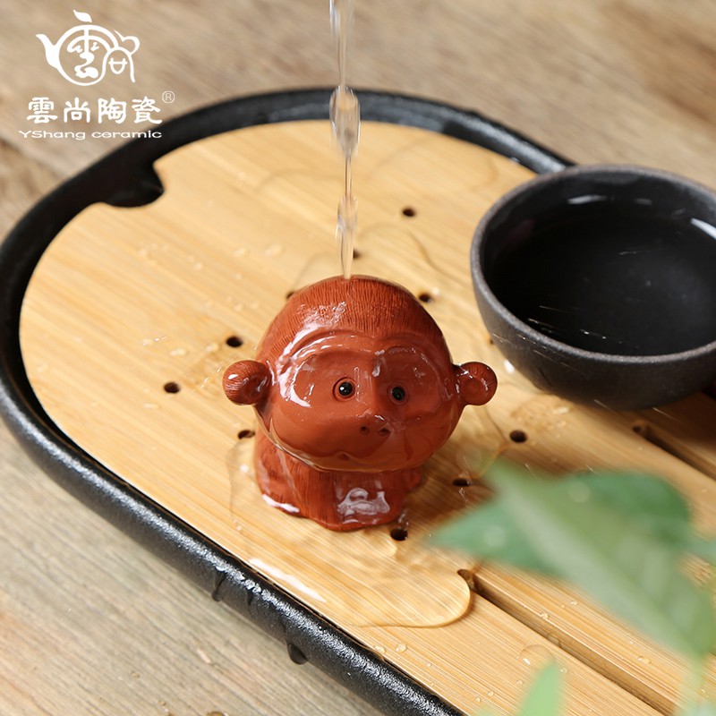 Yunshang Yixing Zisha Meng Monkey Tea Pets Handmade Purple Clay Cement ...