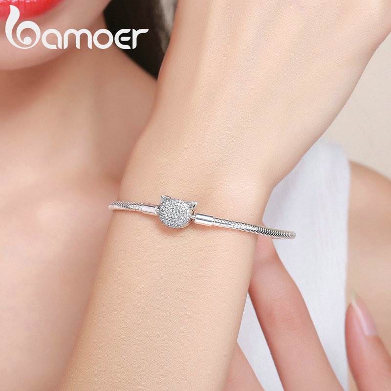 BAMOER Lovely Cat Original Bracelet Fit For Charm DIY 925 Sterling Silver AAA Zircon - bamoer.th ...