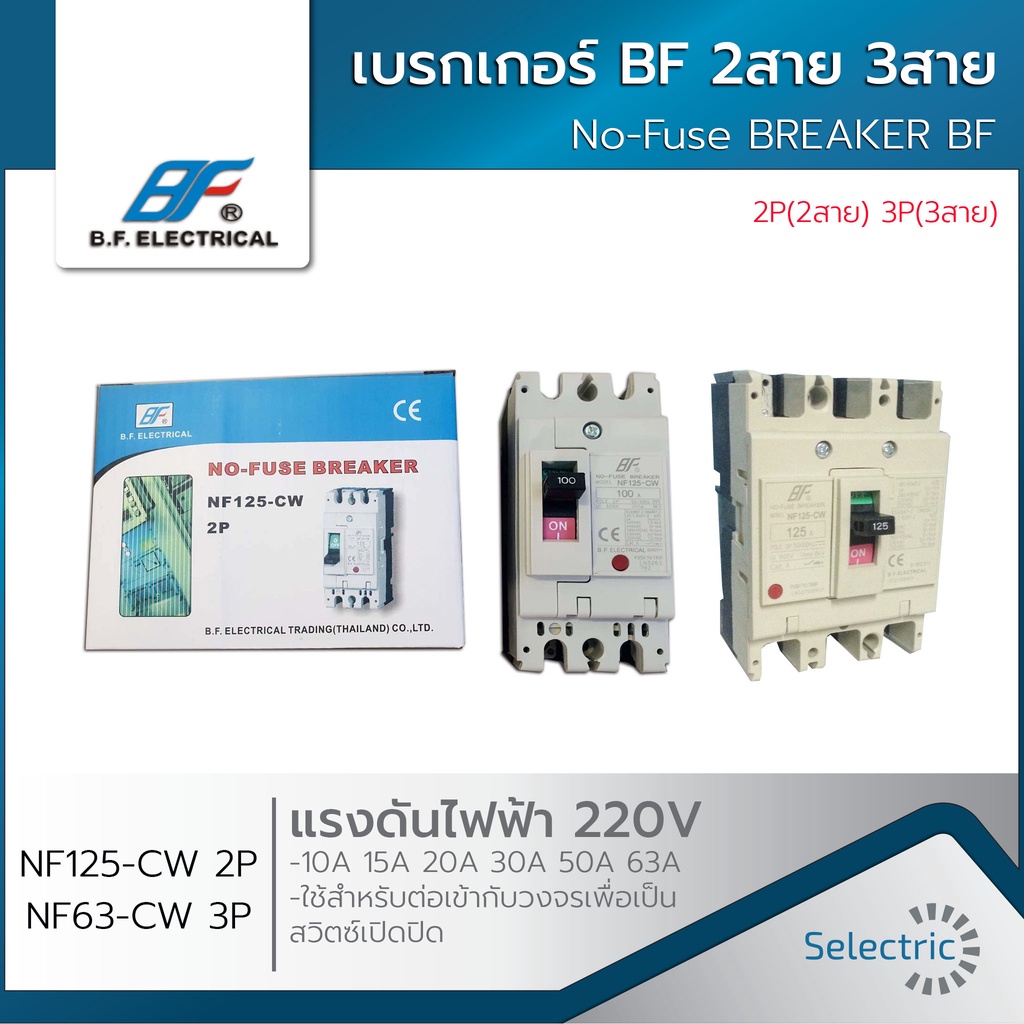 เบรกเกอร์ 2P 3P 10A-100A รุ่นNF30-CW NF63-CW NF125-CW NO-FUSE BREAKER | Shopee Thailand