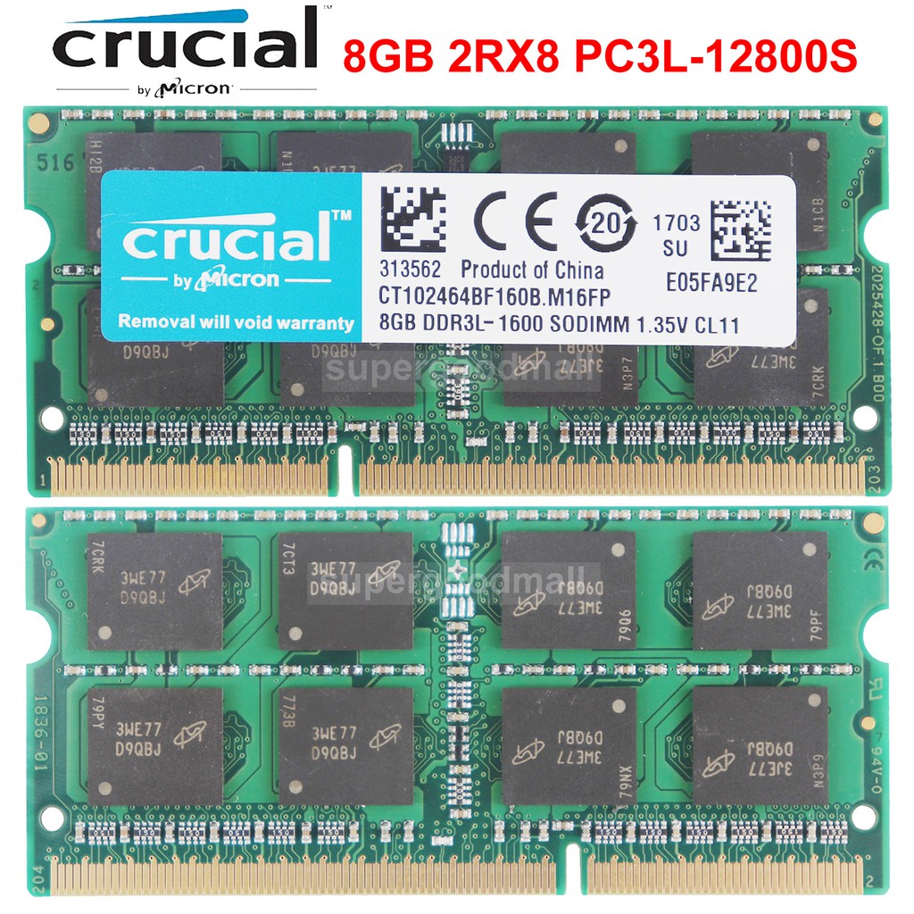 Crucial ครูเชียล 8GB 2Rx8 PC3-12800S SODIMM RAM Laptop Memory Intel ...