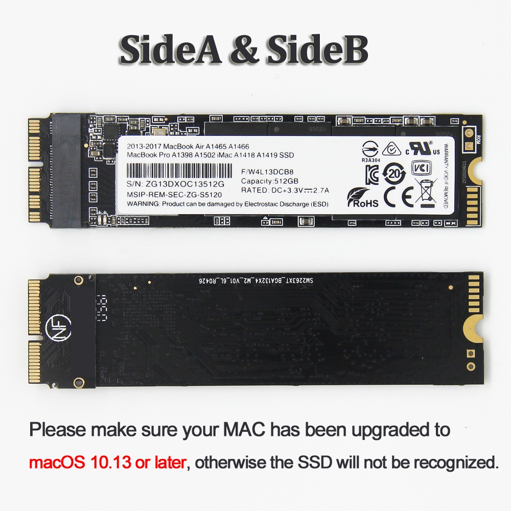 New 128GB 256GB 512GB 1TB SSD PCIE NVMe Solid State Drive Macbook Pro ...