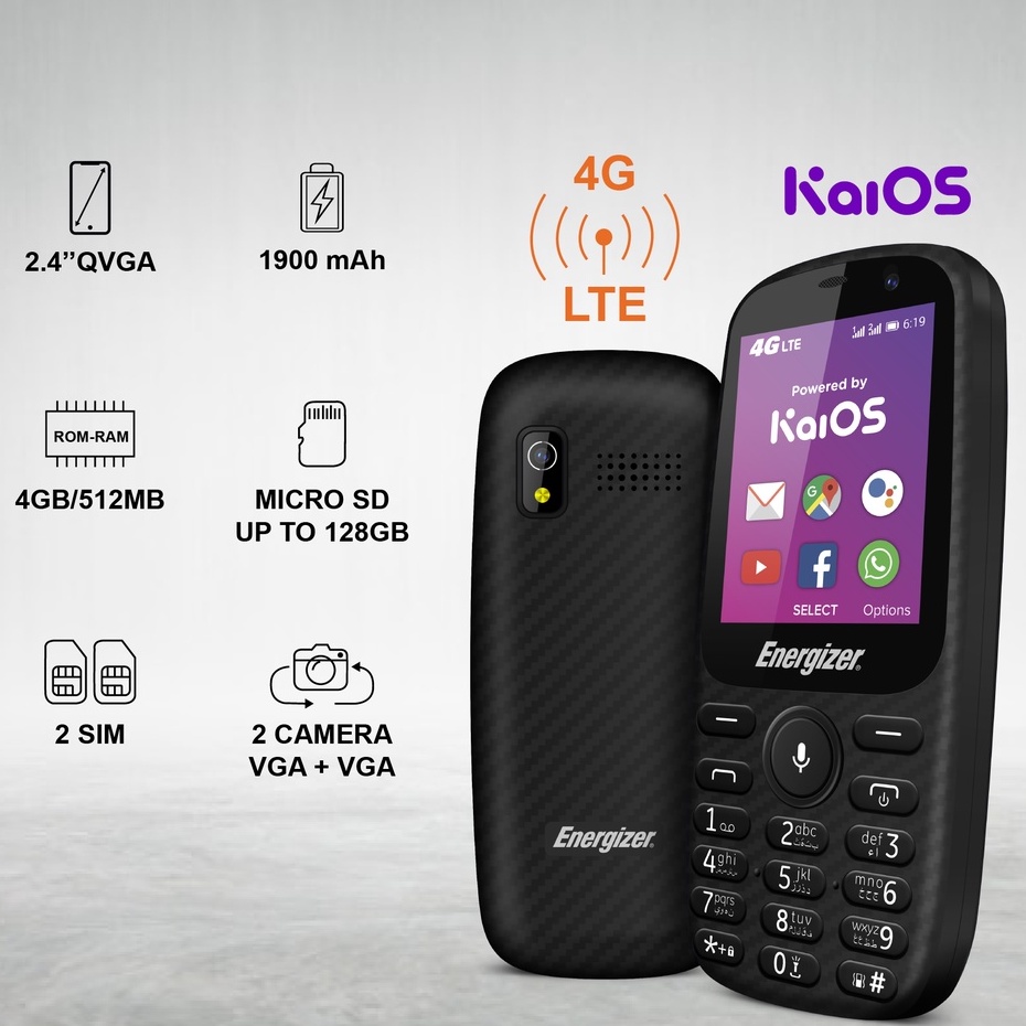 Energizer Energy E241s ประกันศูนย์ 1ปี โทรศัพท์มือถือ ปุ่มกด 2ซิม 4G ...