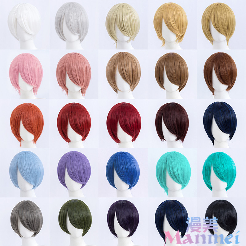 Manmei Wig 30cm Universal Short Hair Heat Resistant Synthetic Hair ...