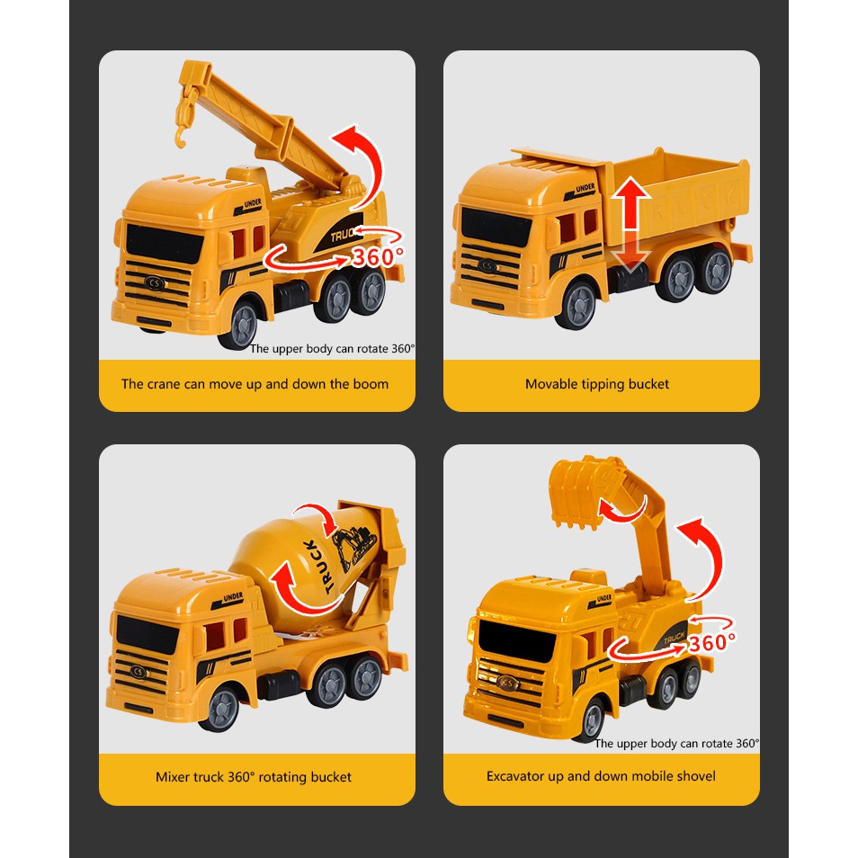 8PCS toy car set educational pull back crane toys for boys childrens ...