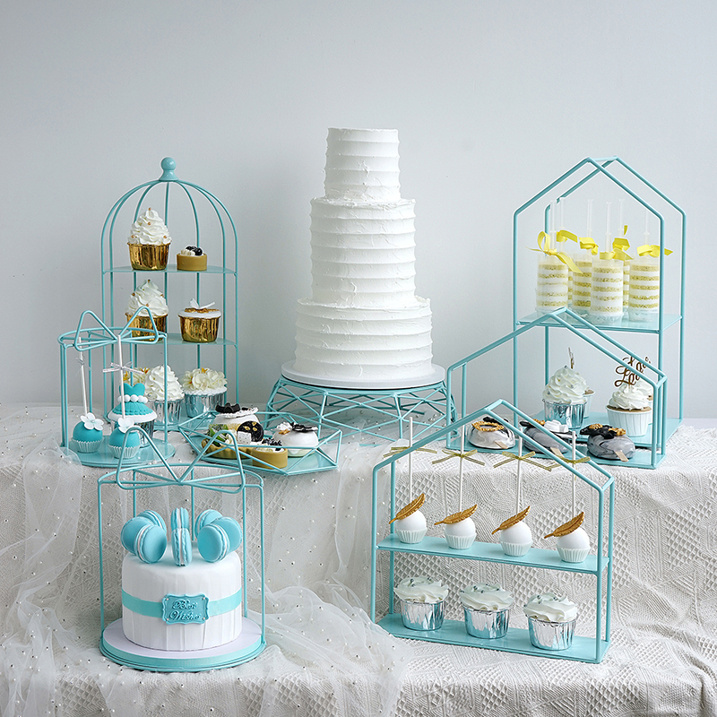 にจัดส่งที่รวดเร็วโต๊ะวางขนมสแตนเลสสตีลTiffany Blue Cake Rack Simple ...