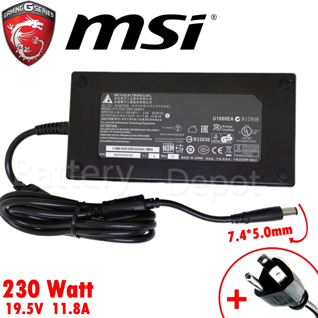 MSI Adapter ของแท้ 19.5V/11.8A 230W หัวขนาด 7.4*5.0mm สายชาร์จ อะแดปเต ...
