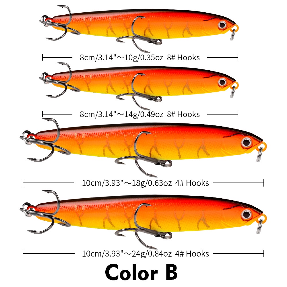 PROBEROS 1PCS Sinking Pencil Fishing Lure 10g 14g 18g 24g Bass Trolling ...