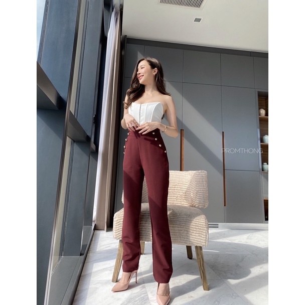 Promthong Golden button high waist trouser - beaubeaubb - ThaiPick
