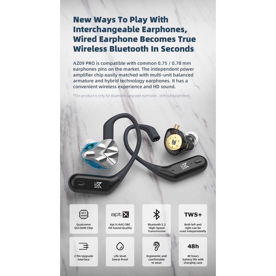 -ประกันศูนย์ไทย- KZ AZ09 Pro Module Bluetooth 5.2 ของแท้ ...